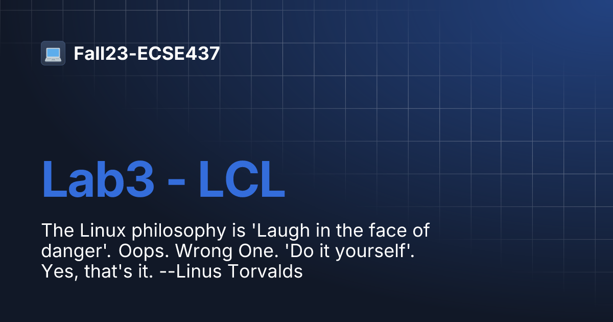 Lab3 - LCL | Fall23-ECSE437