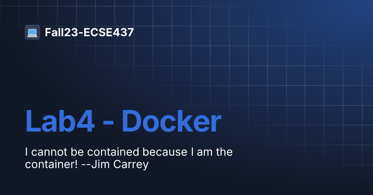 Lab4 - Docker | Fall23-ECSE437